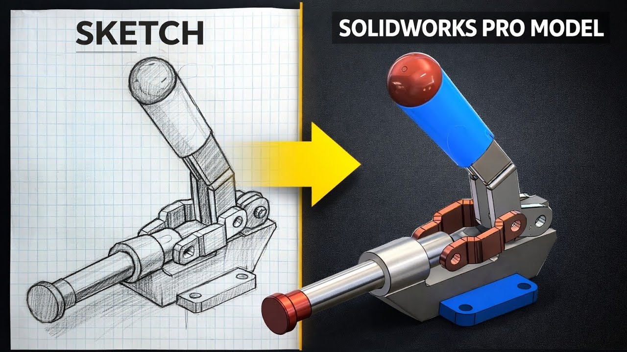 Sketch to 3D: Toggle Clamp Mechanism in SolidWorks - YouTube