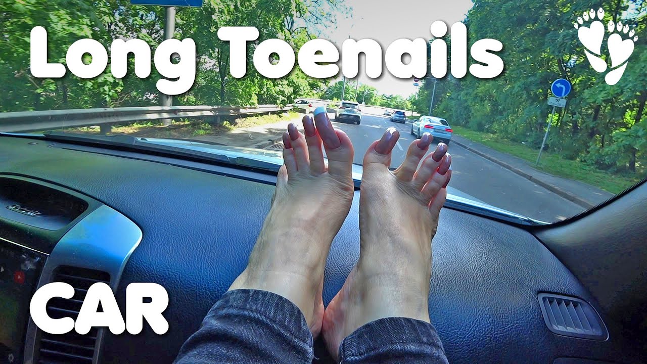 Long Toenails 🚗 CAR tapping in motion - YouTube