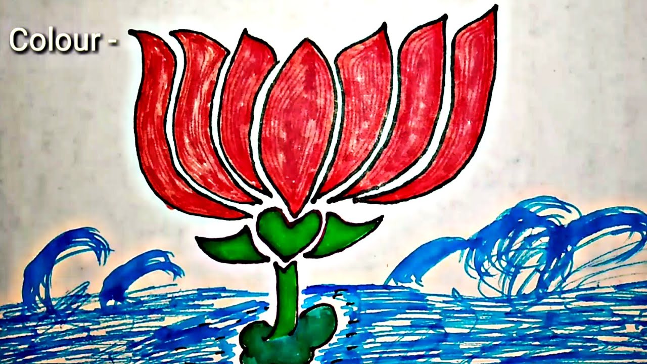 Lotus drawing | Lotus drawing for Kids | how to draw lotus flower ...
