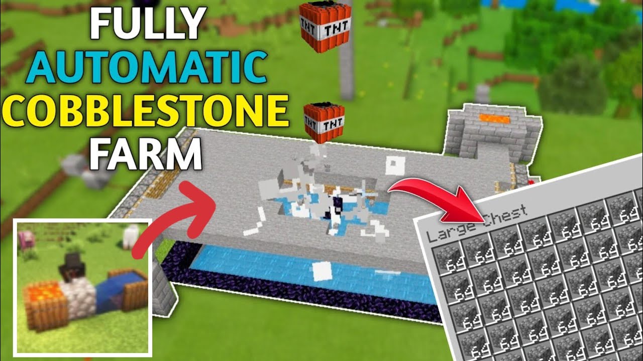 MINECRAFT EASIEST AUTOMATIC STONE FARM EVER 20000/HRS || STONE FARM ...