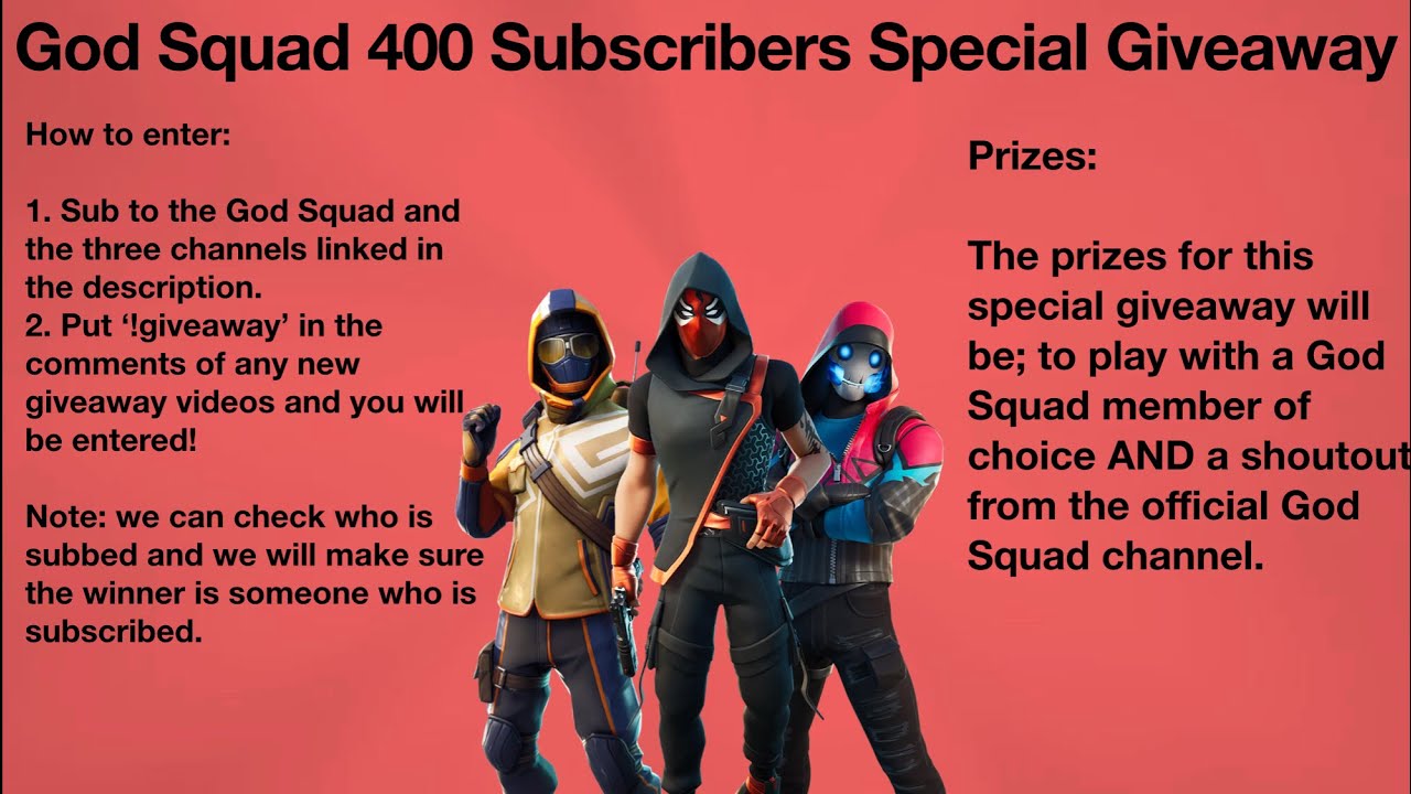 The God Squad 400 Subscribers Special Giveaway - YouTube