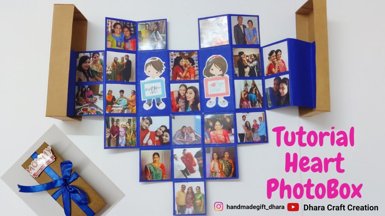 Easy Multifold Heart Photo Box #mothersdaygift #photobox - YouTube