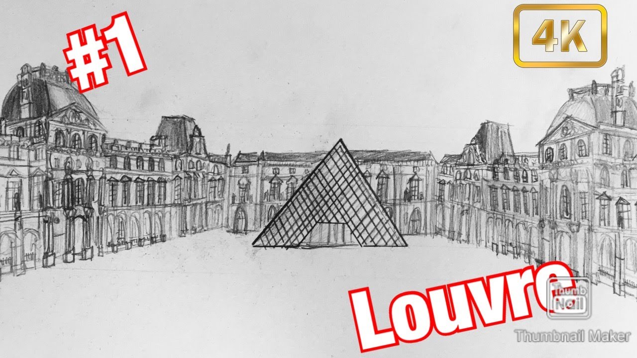 How to draw the Louvre (Paris) | drawado - Draw for Fun | Famous ...