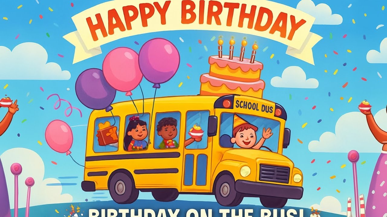 🎂 Birthday Party on the Bus! 🚌 | Wheels on the Bus Birthday Song | Fun ...