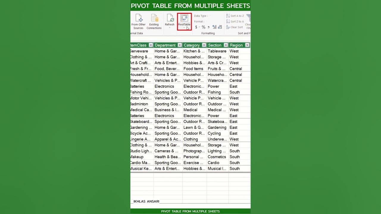 Pivot Table From Multiple Sheets Of Data In Excel Exceltips Microsoftexcel Exceltutorial