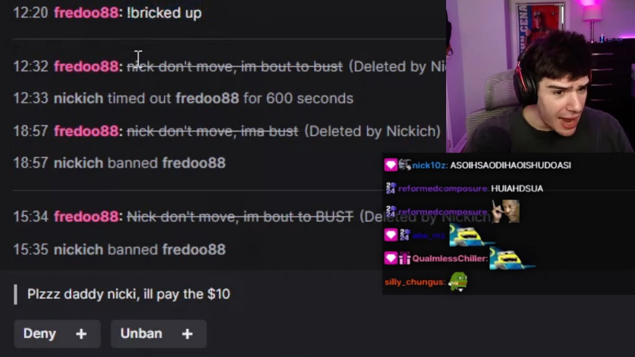 nickich clears out 2 years worth of unban requests from his twitch chat ...