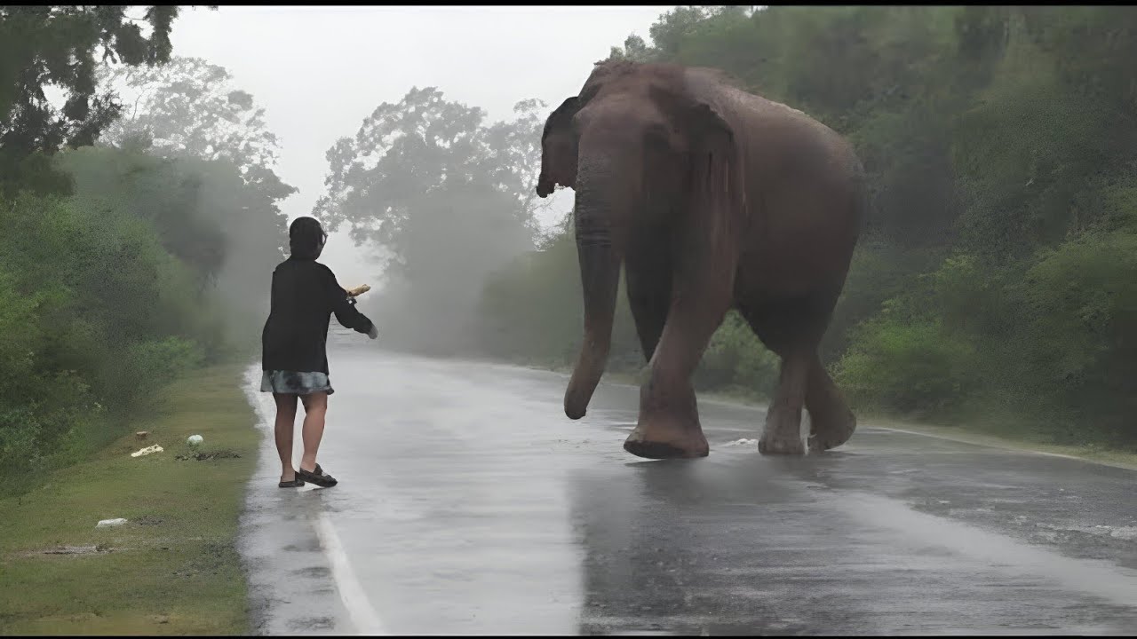 Elephant Tries To Get Attention From Runner - When She Realizes Why ...