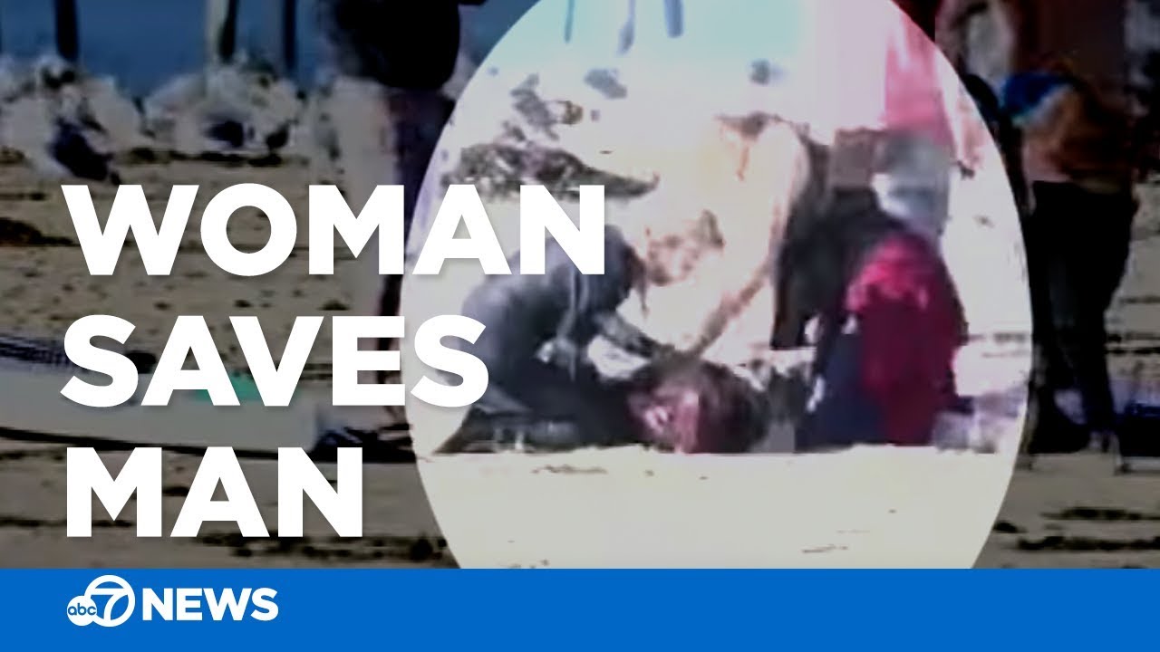 Woman saves man who had heart attack on beach on first date - YouTube