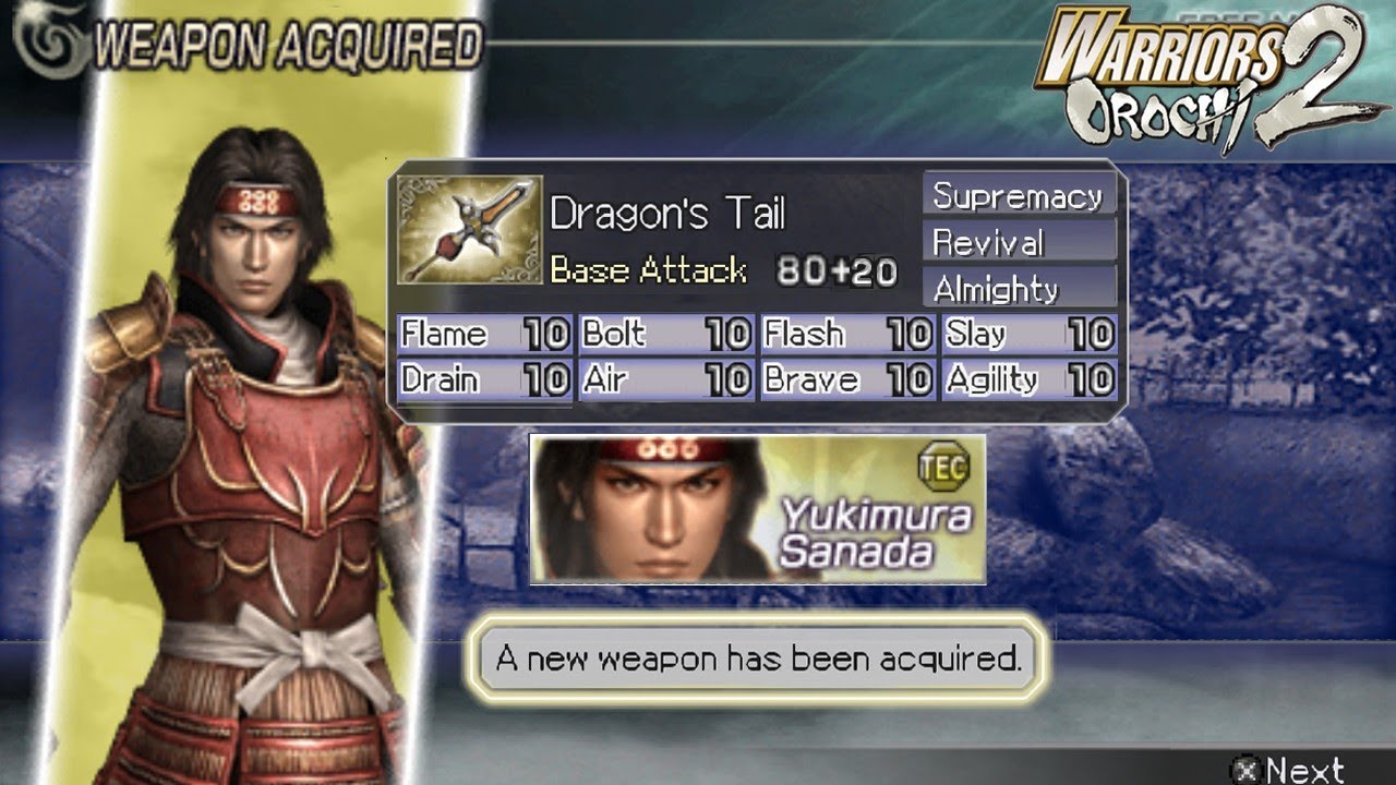 WEAPON GUIDE • GOLD WEAPON YUKIMURA SANADA • WARRIORS OROCHI 2 PSP ...