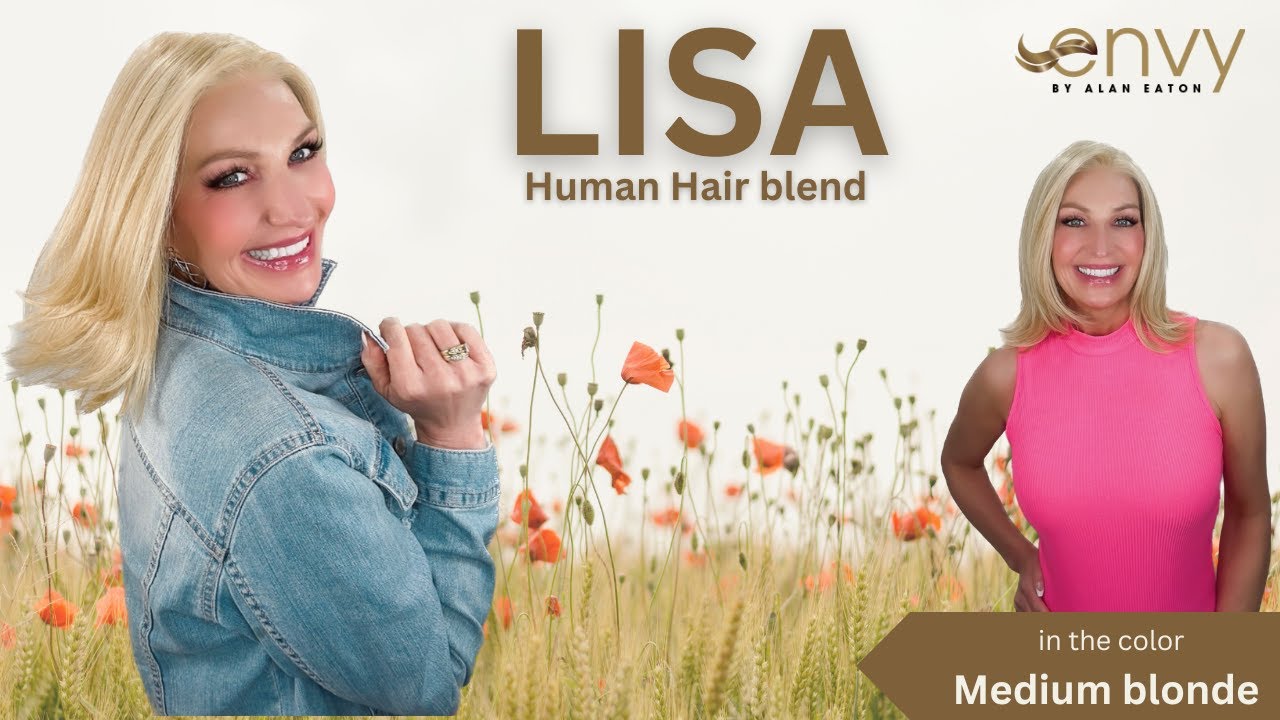 LISA Wig Human Hair Blend by Envy in the color Medium Blonde - YouTube