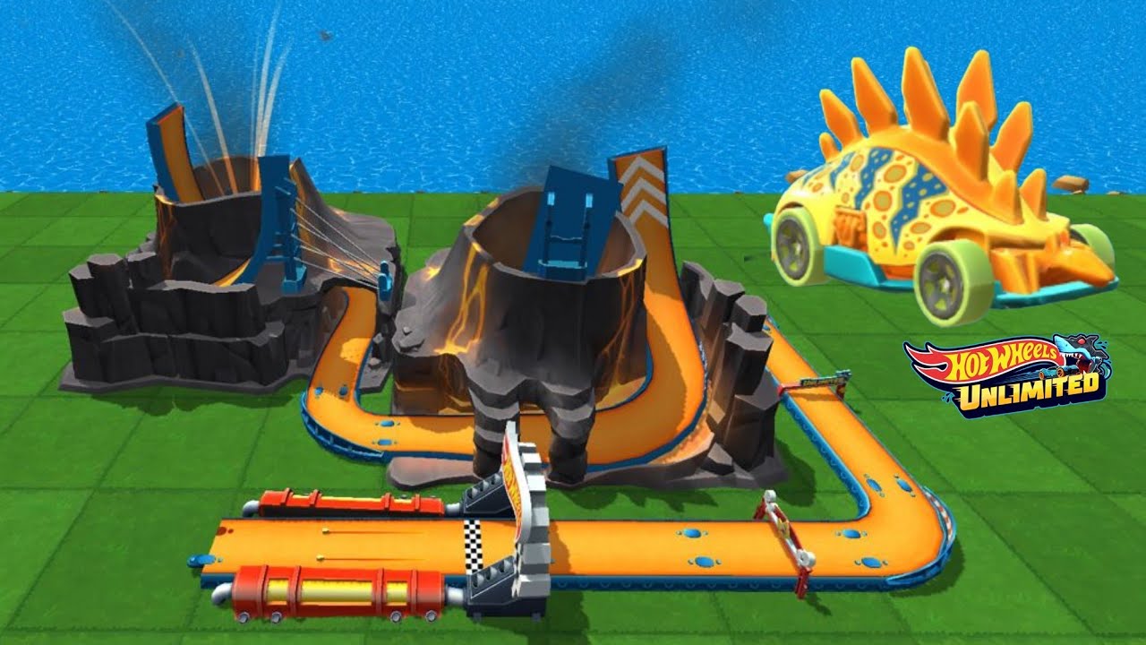 DINO MOTOSAURUS CAR RACE IN VOLCANO ESCAPE TRACK | HOT WHEELS UNLIMITED ...