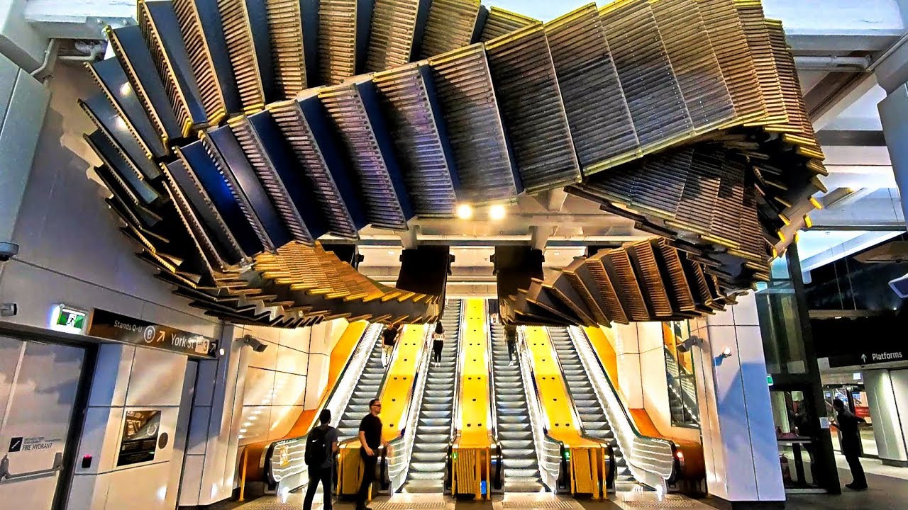 Wynyard Station WOODEN ESCALATOR Sculpture | Interloop - YouTube