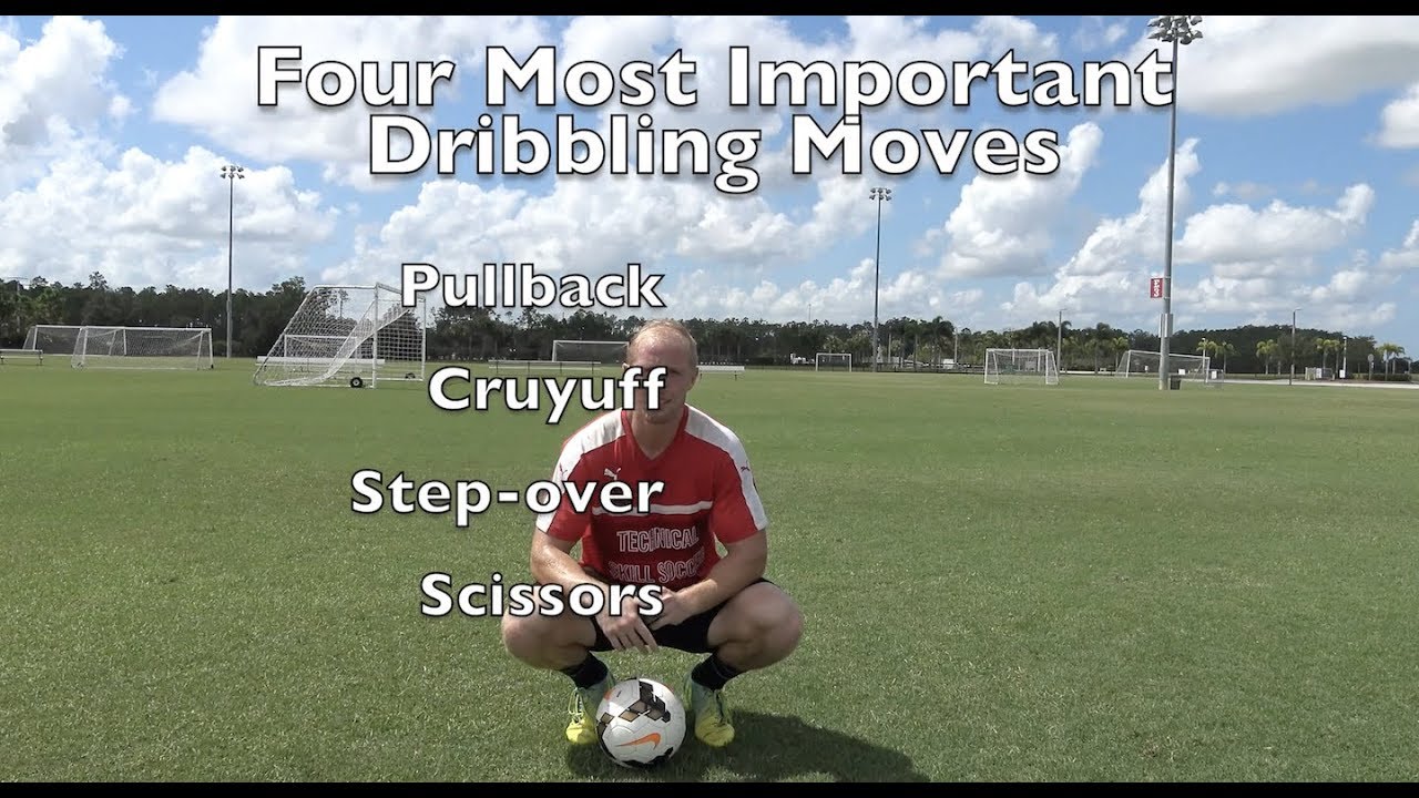 Four basic dribbling moves for soccer. Pullback, Cruyff, Scissors ...