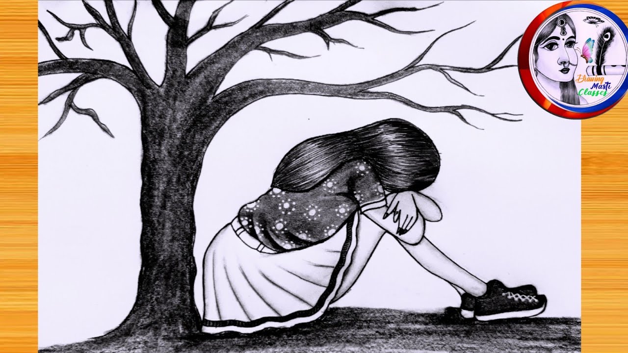 How to draw alone sad girl pencil skech for beginner || easy pencil ...