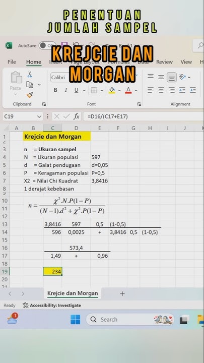 Jumlah Sampel dengan Krejcie dan Morgan #sampel - YouTube