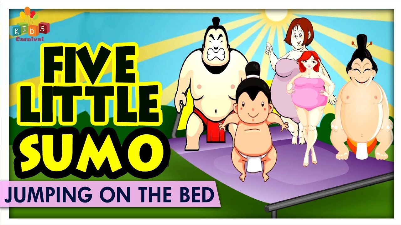 Five Little Sumo Jumping On The Bed - Learn Jumping On The Bed Nursery ...