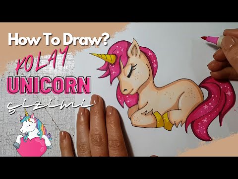 Unicorn Nasıl Çizilir 🦄 Pembe Sevimli Unicorn Çizimi |Tek Boynuzlu At|How ToDraw Pink Unicorn Easily