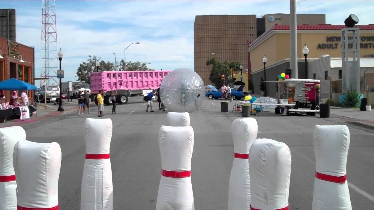 Dust Bowl Tulsa's Grand Opening with Human Bowling - YouTube
