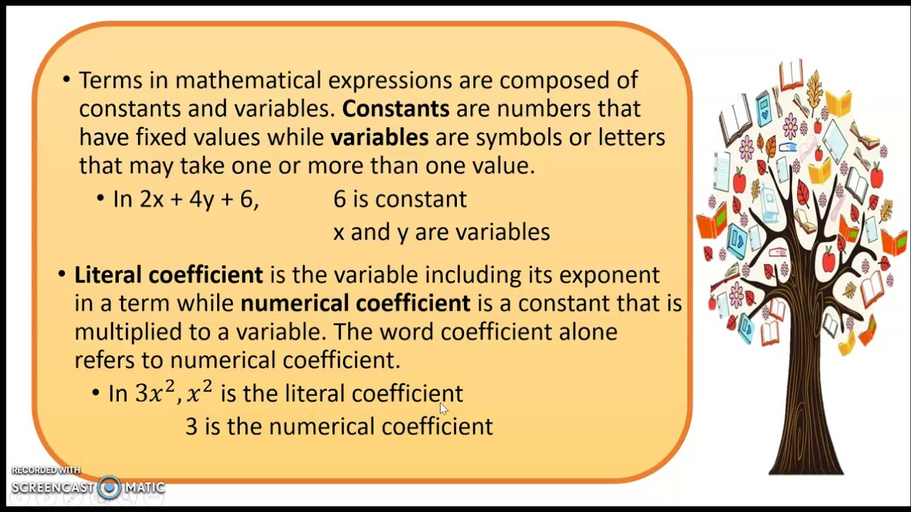 Melc 5a: Illustrating and Differentiating Related Terms in Algebra ...