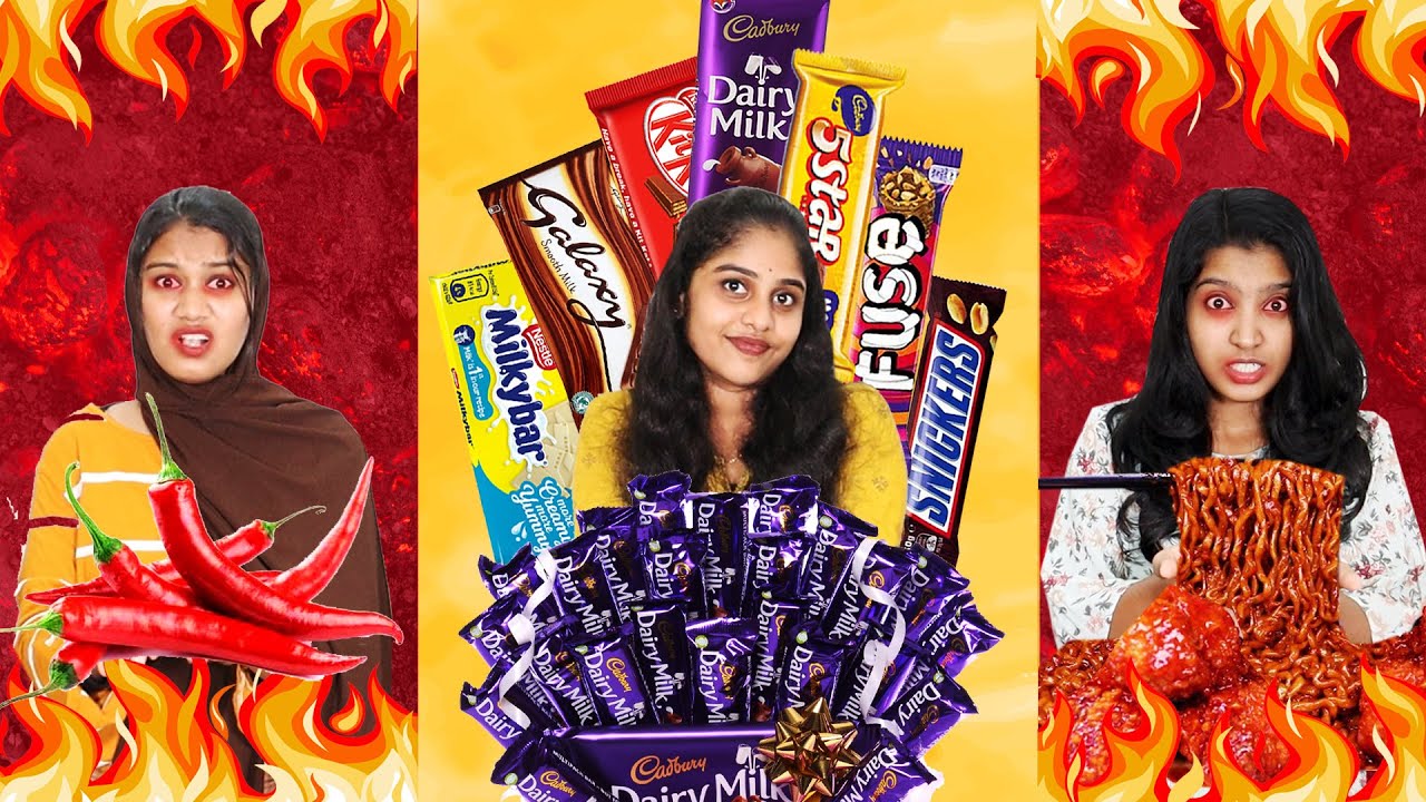 EXTREME SPICY VS CHOCOLATE FOOD CHALLENGE | PULLOTHI - YouTube