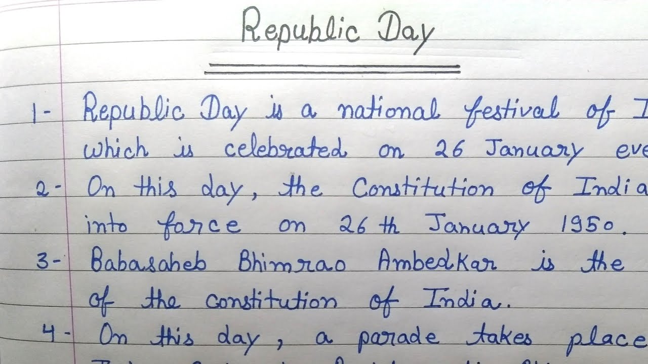 10 lines essay on Republic Day(26 January) ||Republic day essay in ...