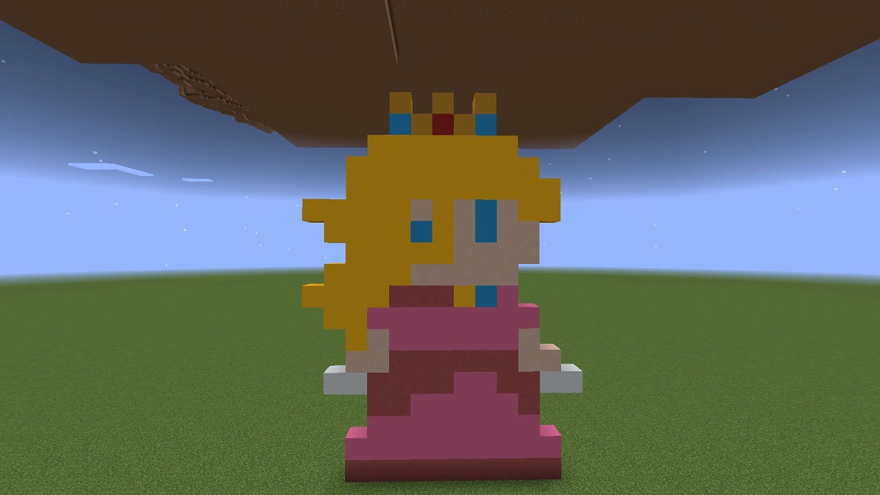 How To Build A Princess Peach Pixel Art In Minecraft Tutorial 609 - YouTube