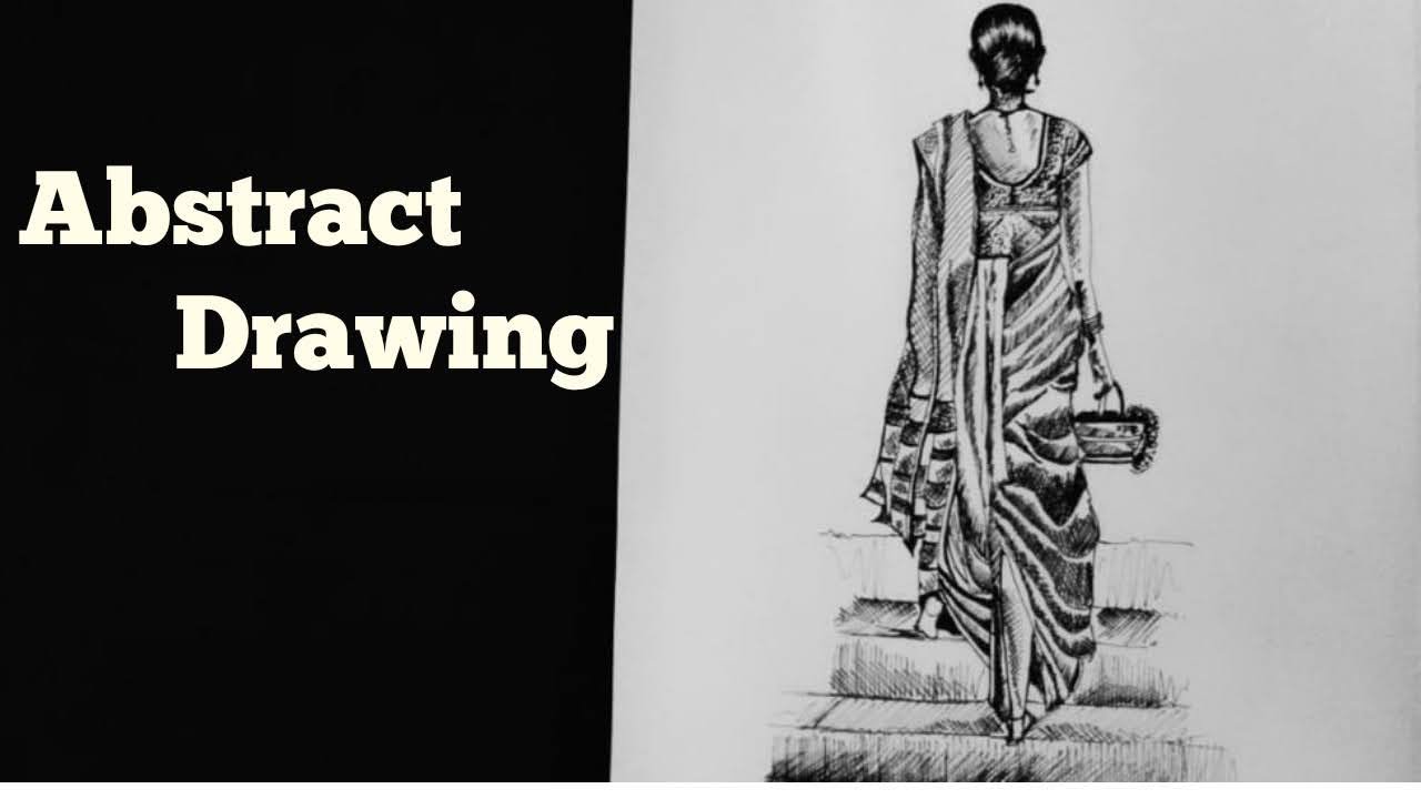 How to draw a lady - Back Pose |Abstract Drawing |Black pen - YouTube