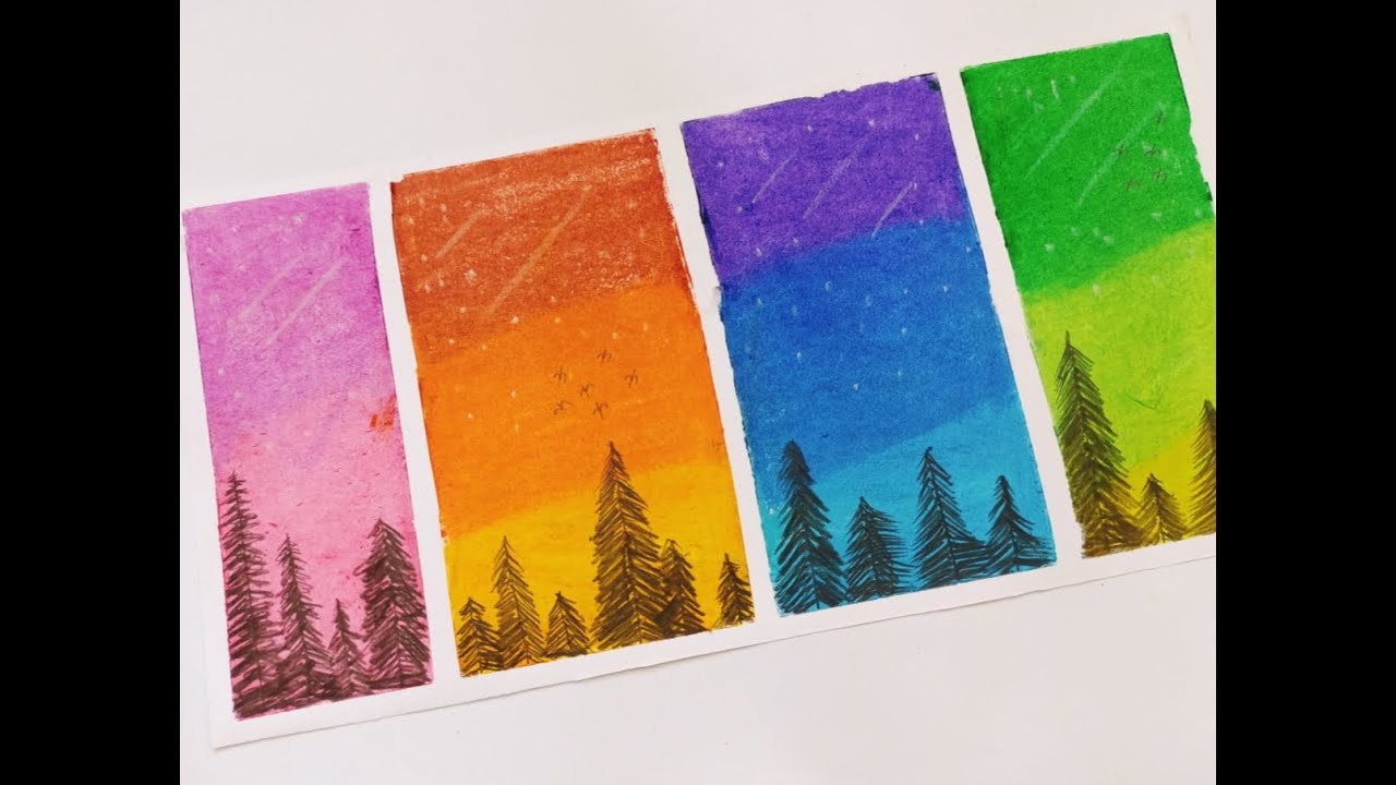 How to make landscape using crayons || Easy drawing of crayons || How ...