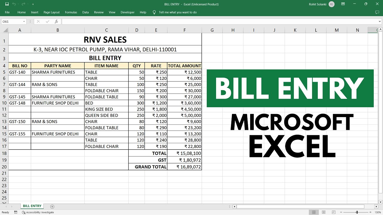 Create Bill Entry In Excel YouTube create-bill-entry-in-excel-youtube