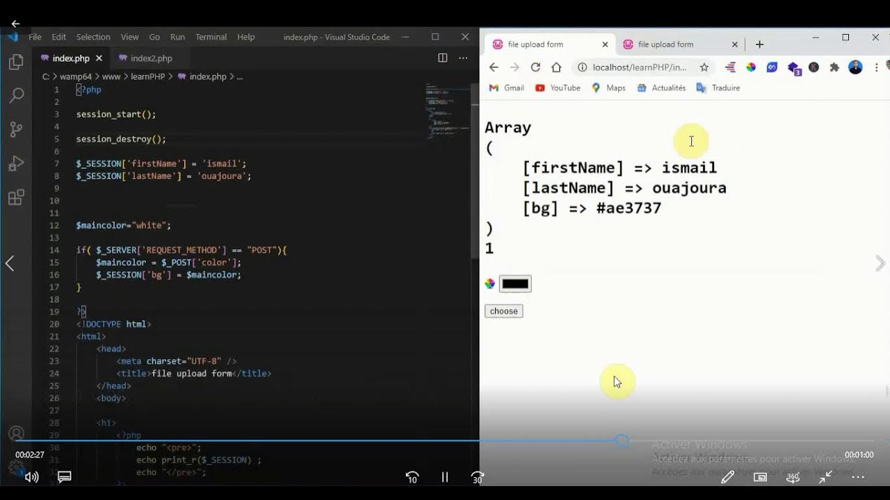 session destroy حذف, session شرح كاملةphp من دورة php darija - YouTube