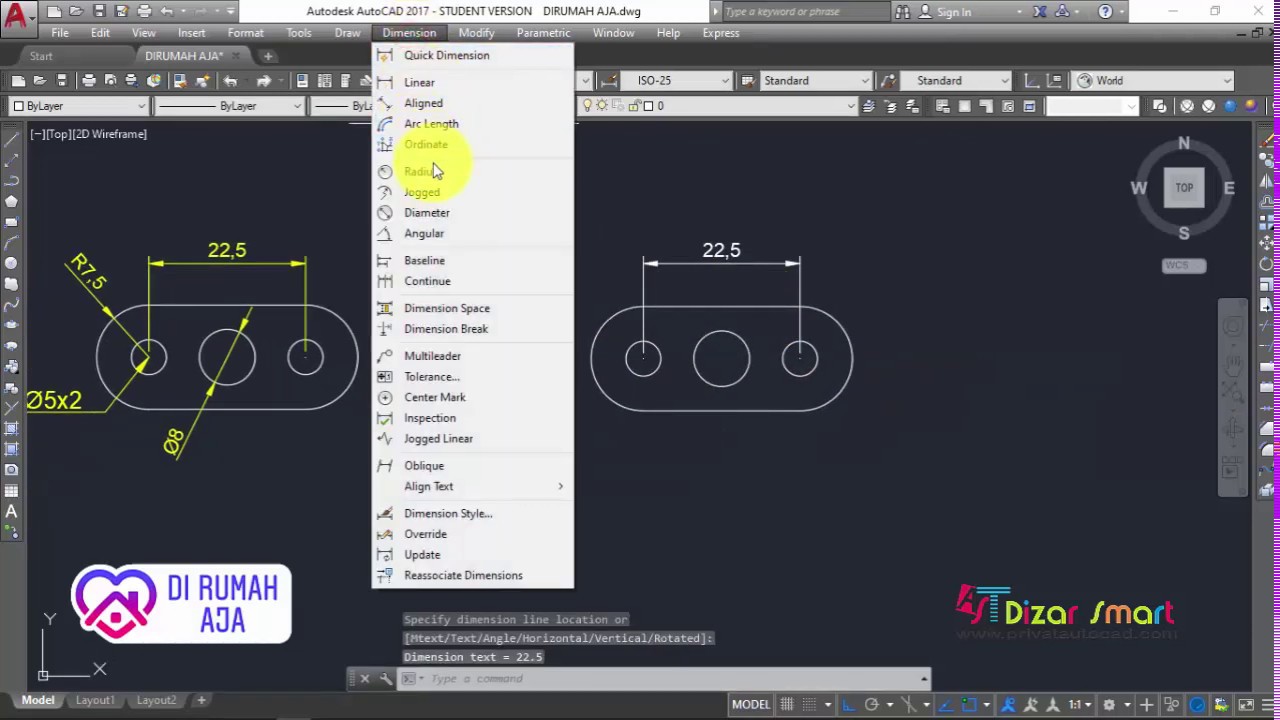 Autocad 2d teknik gambar mesin #7 #8 - YouTube