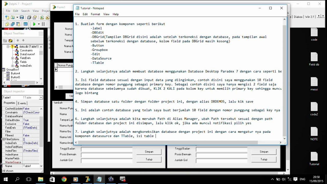 Tutorial Membuat Aplikasi Biodata Menggunakan DELPHI 7 dan Database Desktop Paradox 7 - YouTube