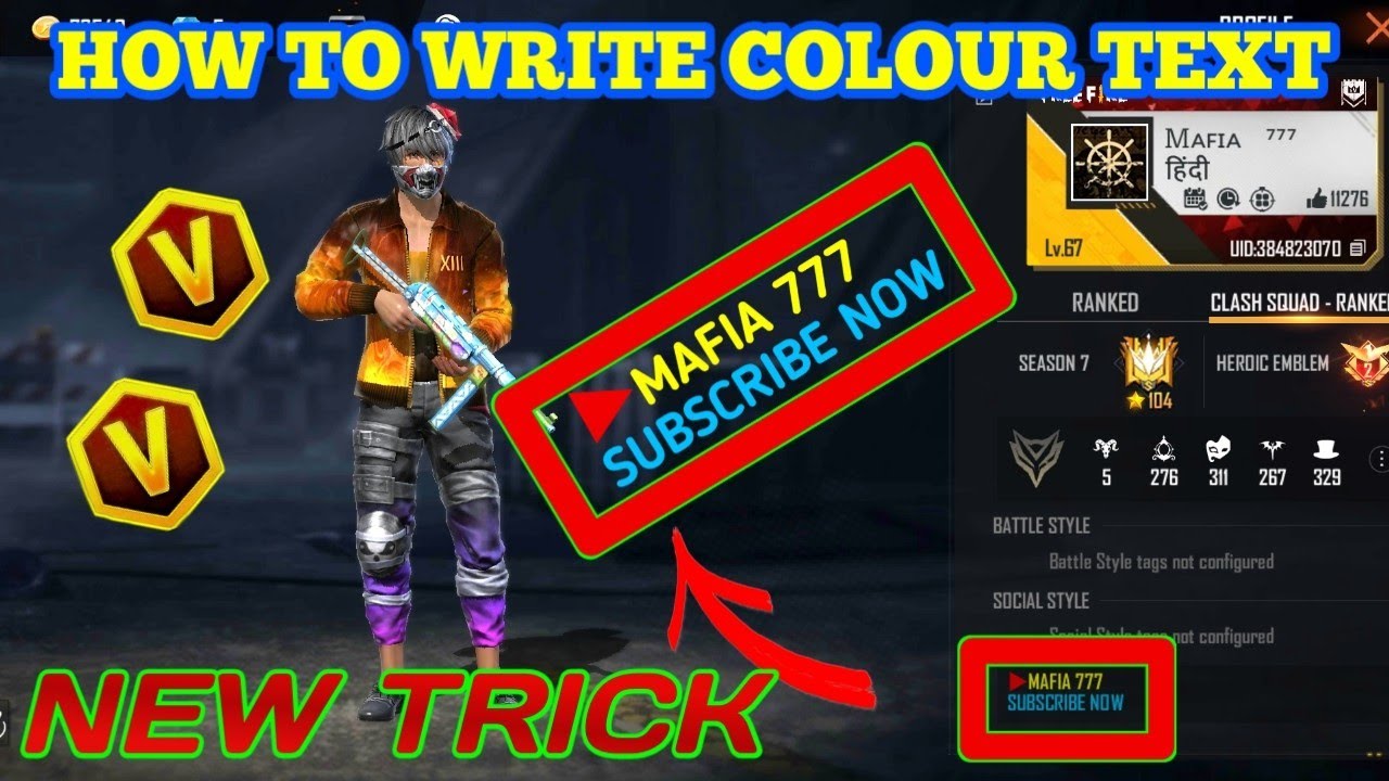 HOW TO WRITE COLOUR TEXT IN FREE FIRE | FREE FIRE COLOUR TEXT | CHANGE ...