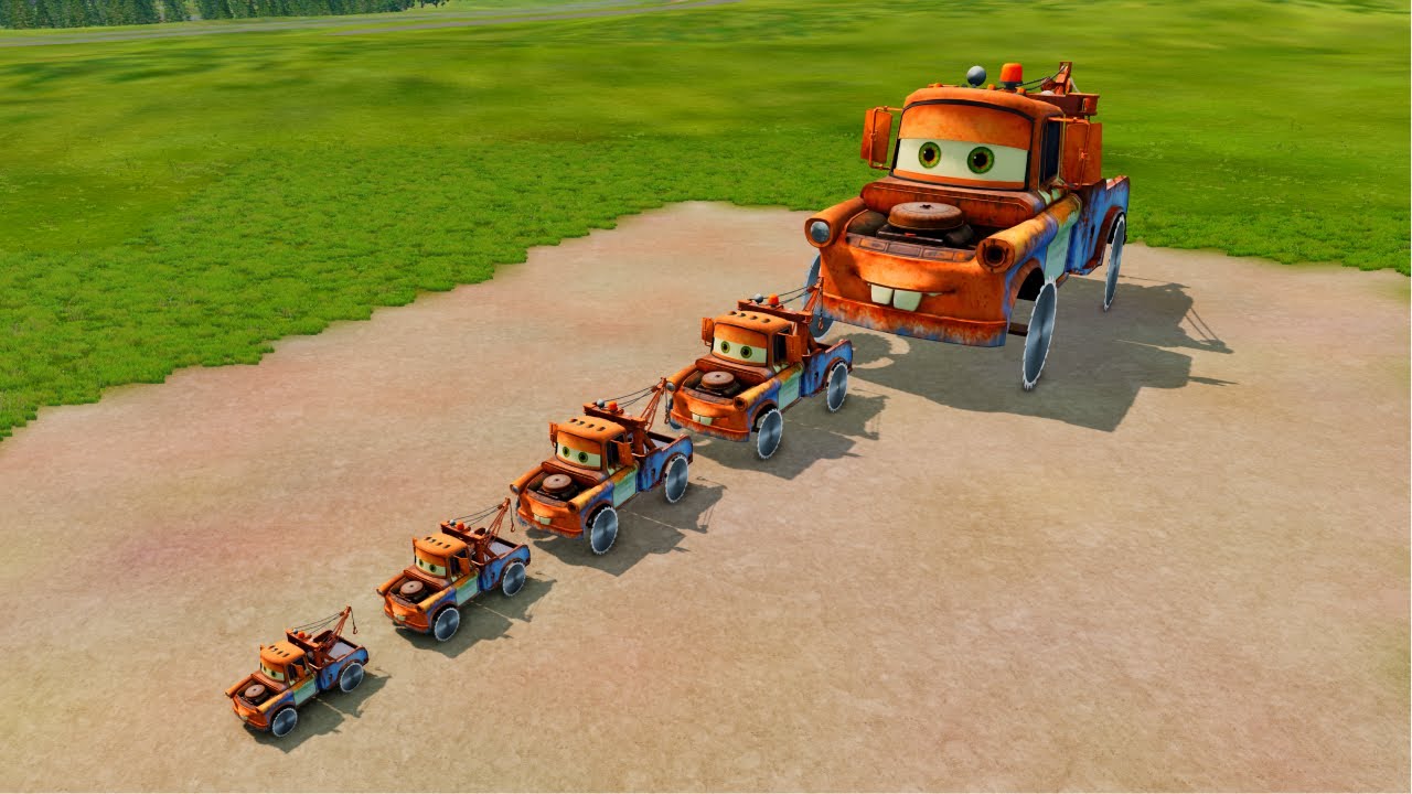 Big & Small Tow Mater Cars vs Giant Pit-BeamNG.Drive - YouTube