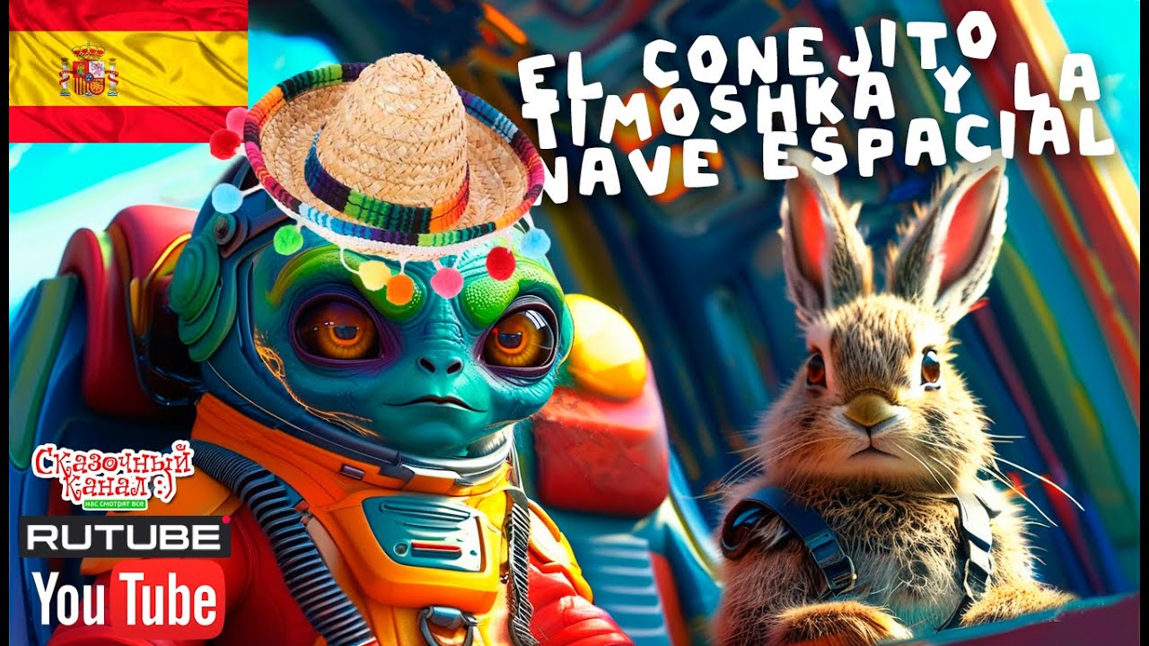 El conejito Timoshka y la nave espacial. Зайчик и инопланетный корабль. на испанском языке ...