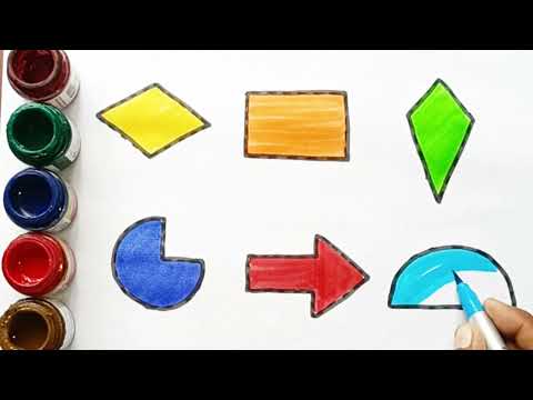 New shapes for kids, learn 2d shapes, colours for toddlers, how to draw ...