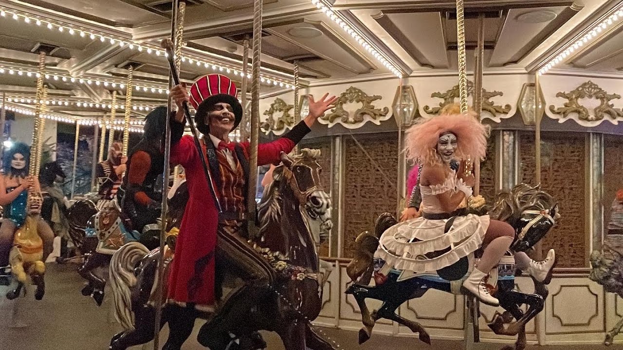 Scare Actor Carousel Ride At Six Flags Great America Fright Fest 2022