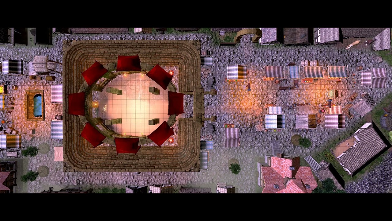D&D Maps - Animated - Waterdeep Market Place (Grid)(With Arena) - YouTube