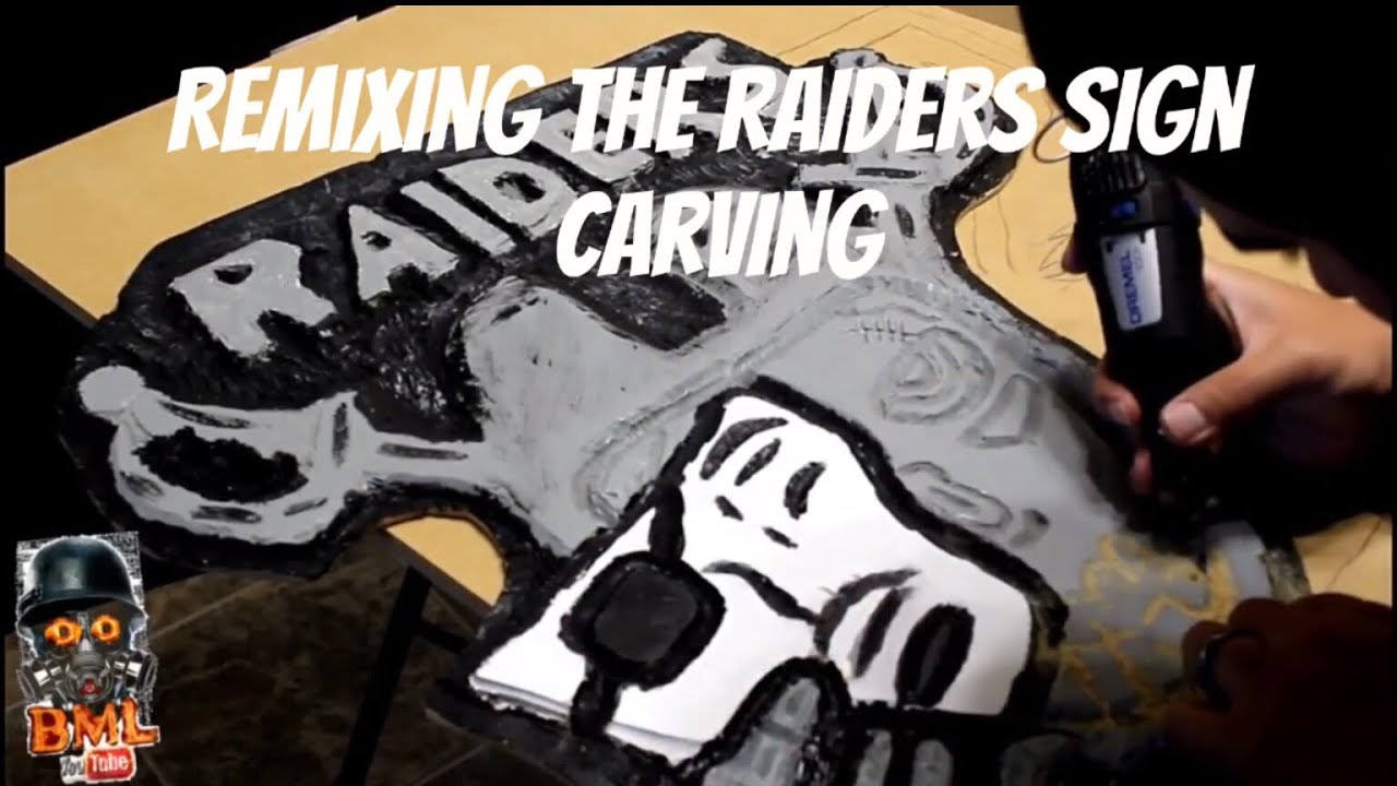 carving custom remixed oakland raiders sign - YouTube