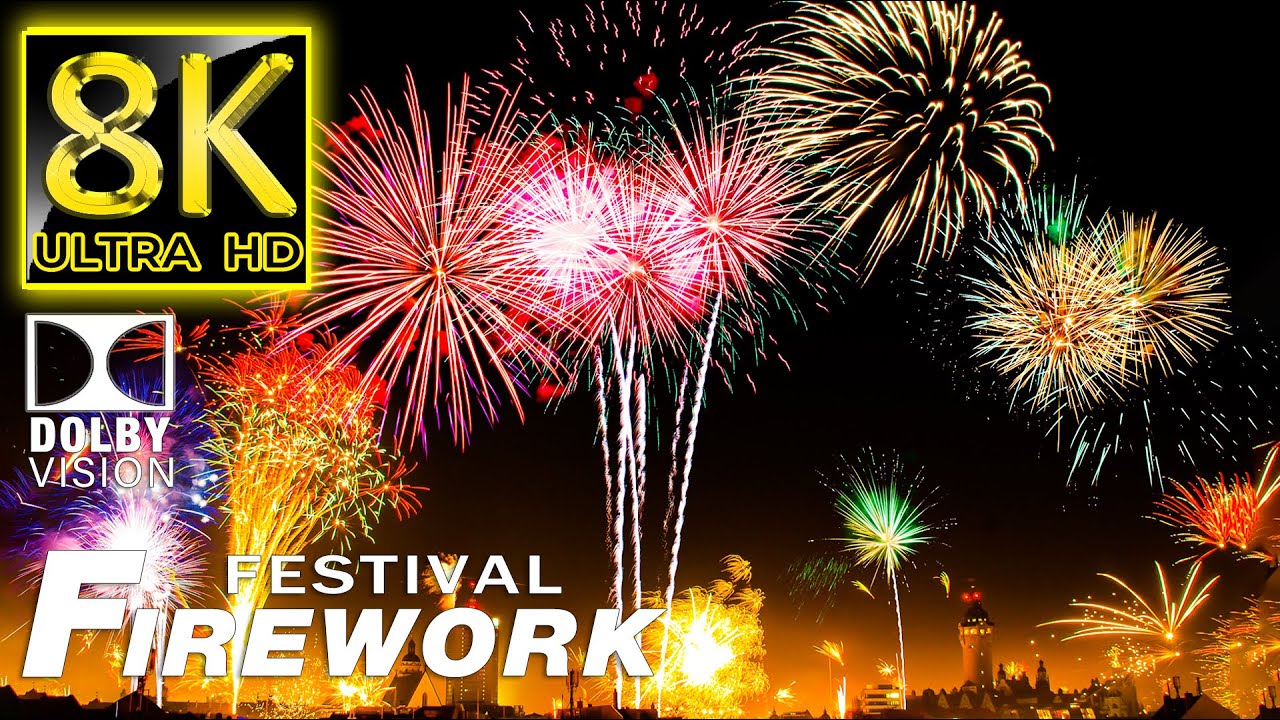 The most beautiful FIREWORKS FESTIVAL in 8K ULTRA HD 60FPS with Calming ...