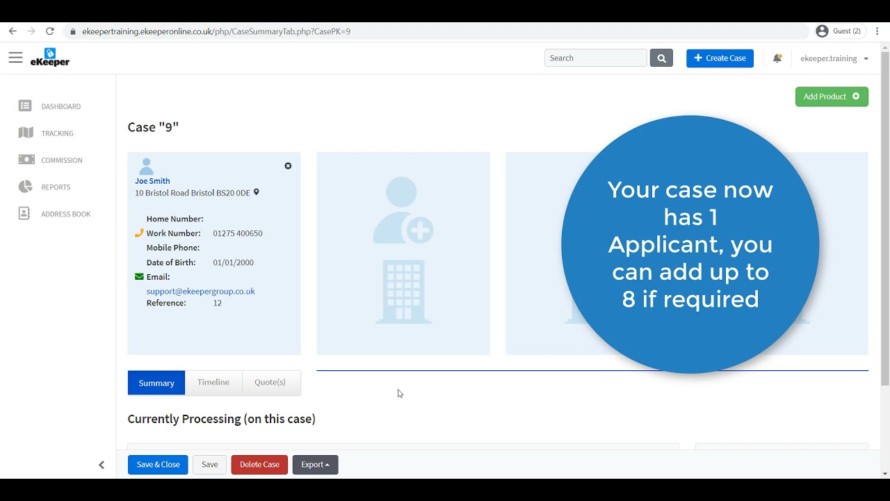 Creating a Case, adding an Applicant and a Product - YouTube
