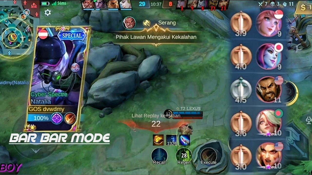 GASKEN BAR BAR MODE NATALIA/MUSUH SAMPAI SURENDER/MLBB GAMEPLAY TOP GLOBAL NATALIA#QBY BOY - YouTube