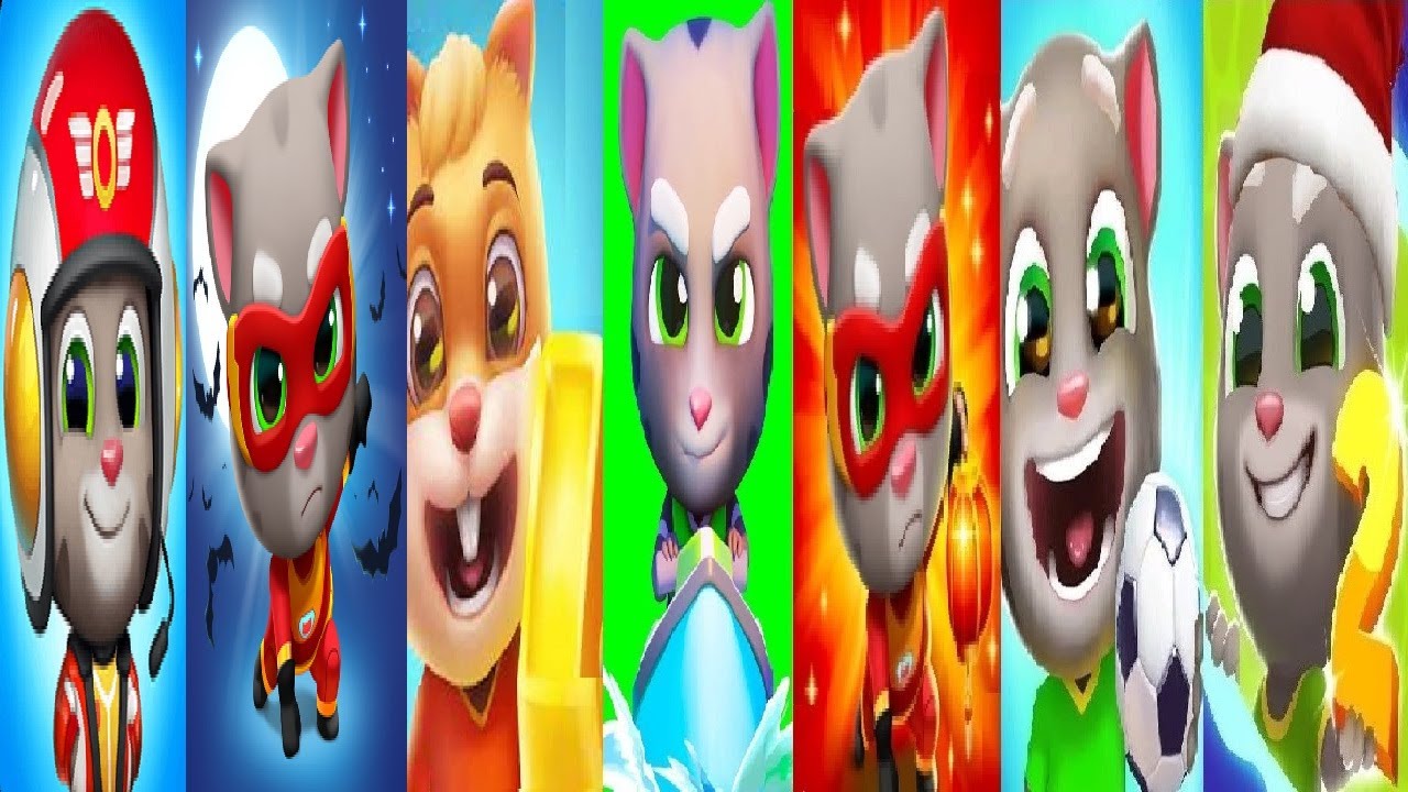 Talking Tom Hero Dash VS Tom Sky RUN TOM GOLD RUN 1VS 2 VS Pet Cat Gold ...