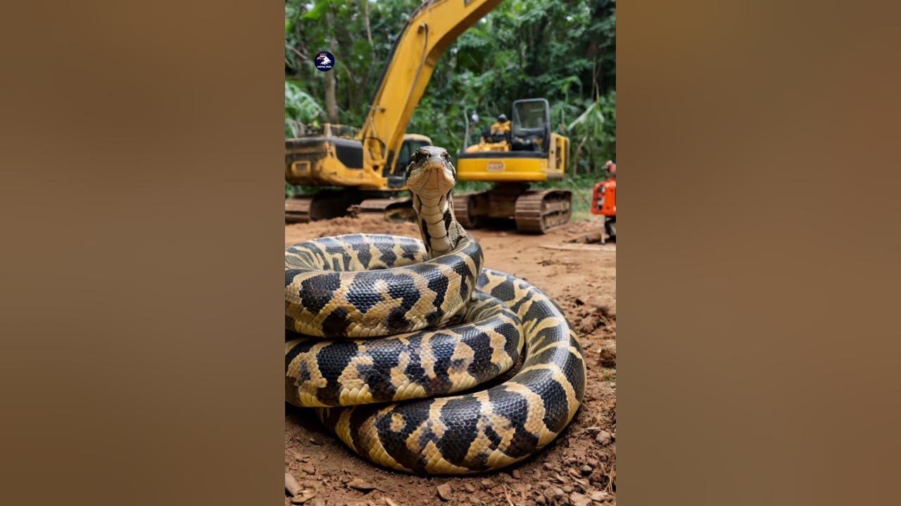 Excavator vs. Giant Python #giantanimal #giantpython #snake - YouTube