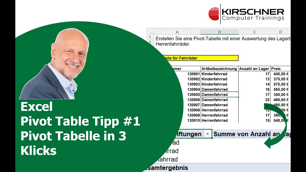 Excel Pivot-Tabellen Tipp #1 Pivot Tabelle mit nur 3 Klicks erstellen ...