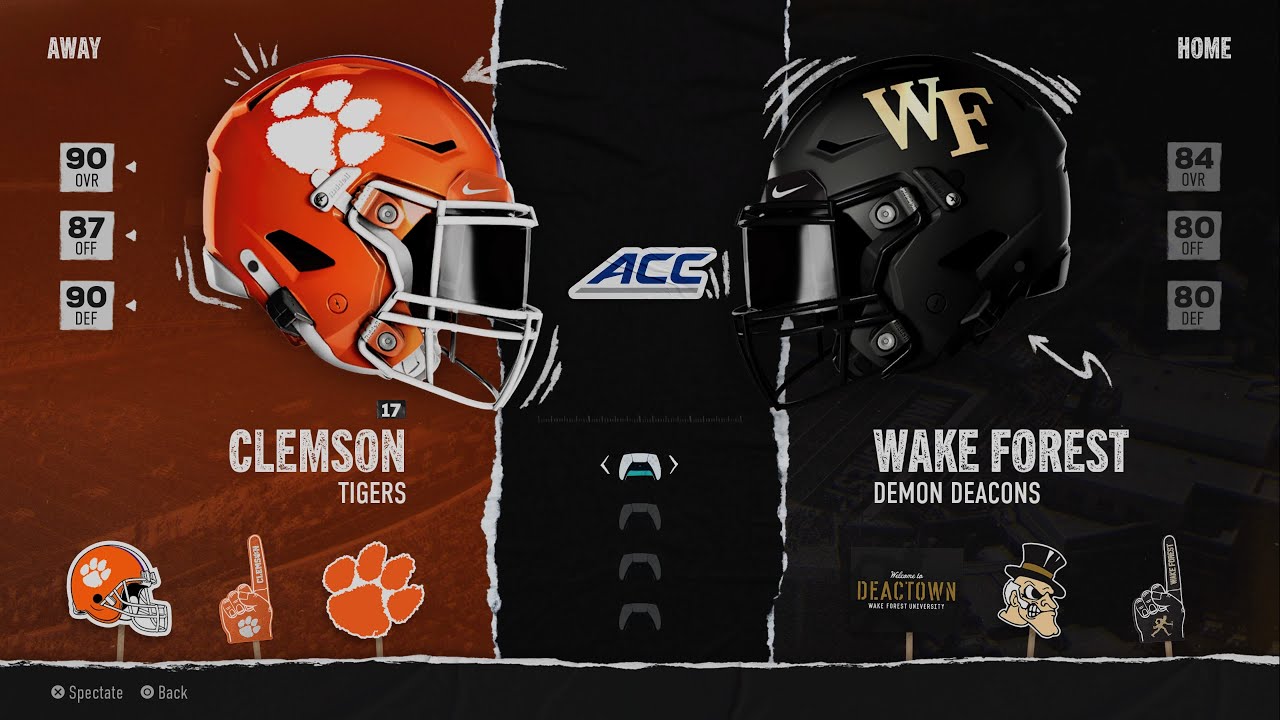 Clemson vs Wake Forest Week 7 Simulation 2024 Season - College football ...