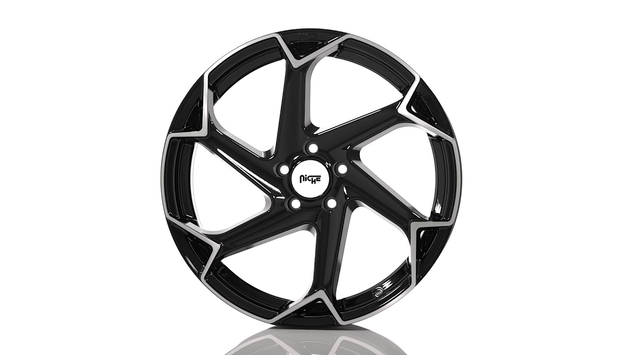 NICHE FLASH M255 5LUG 20x9 ET35 GLOSS BLK W BRUSHED FACE - YouTube