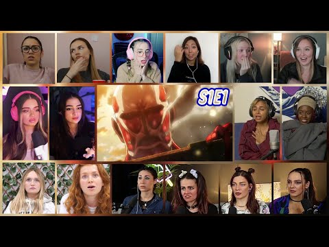Attack on Titan Season 1 Episode 1 Girls Reaction Mashup | Shingeki no Kyojin 進撃の巨人