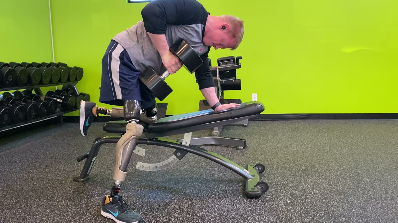 [Amputee Exercise] Dumbbell Bench Row [ABOVE KNEE] - YouTube