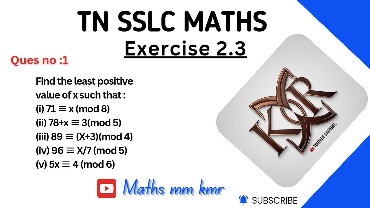 10th maths Exer2.3(Q.no:1) Find the least positive value of x such ...